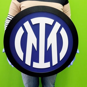 New Inter Milan Football Team Logo 3D Wooden Sign, Medallion Sports ...