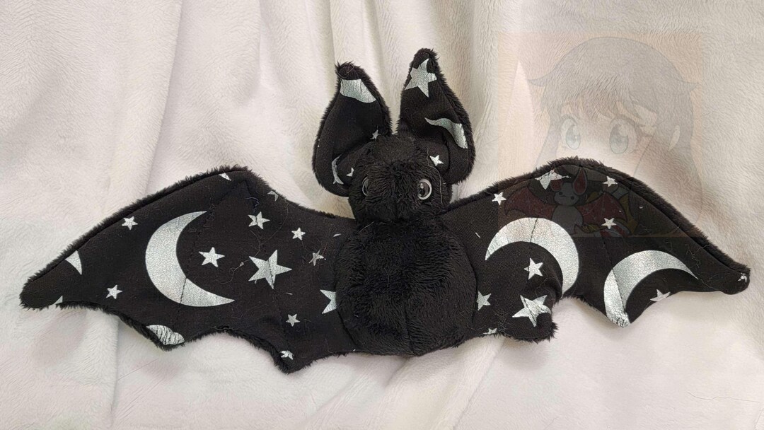 Silver Moon Bat Plush Super Soft Minky Cuddly Cute Handmade - Etsy