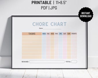 Minimalist Kids Chore Chart Printable | Daily & Weekly Task Tracker ...