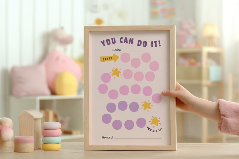 Printable Kids Reward Chart | Behavior Sticker Chart for Girls (digital ...