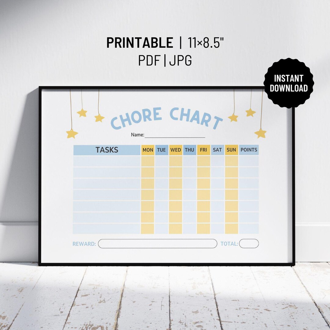 Printable Kids Chore Chart: Minimalist Task Tracker (PDF/JPG) - Etsy