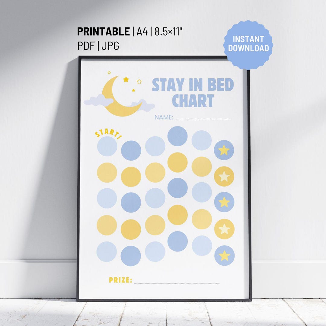 Stay in Bed Chart Pdf | Printable Reward Chart | Instant Download ...