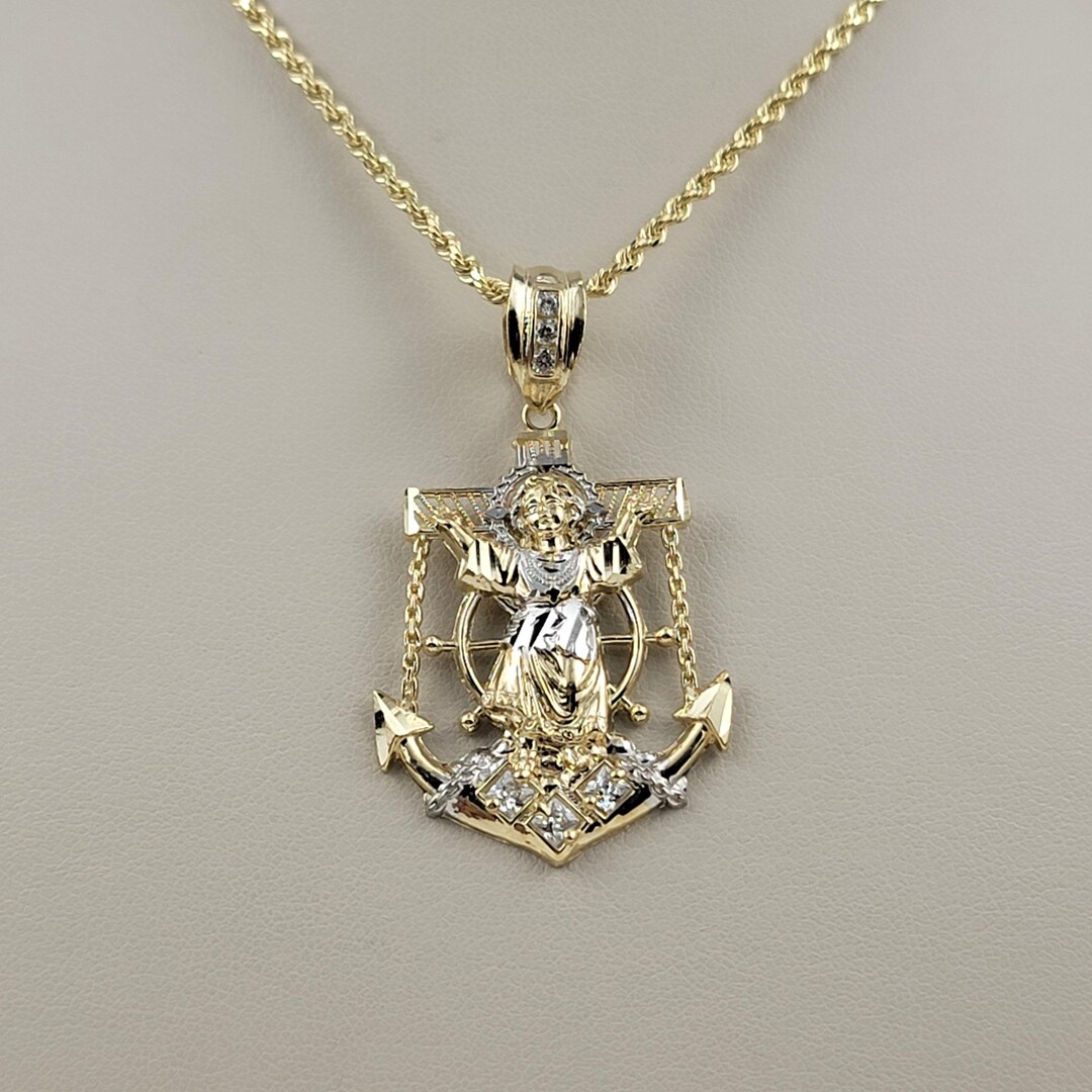 Gold Anker With Baby Jesus, 10K Real Gold Anker Pendant With 10K Gold ...