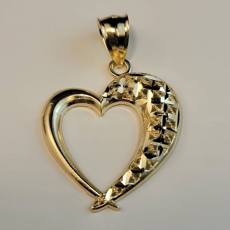 10K Real Gold Heart Pendant and Rope Chain Diamond Cut - Etsy