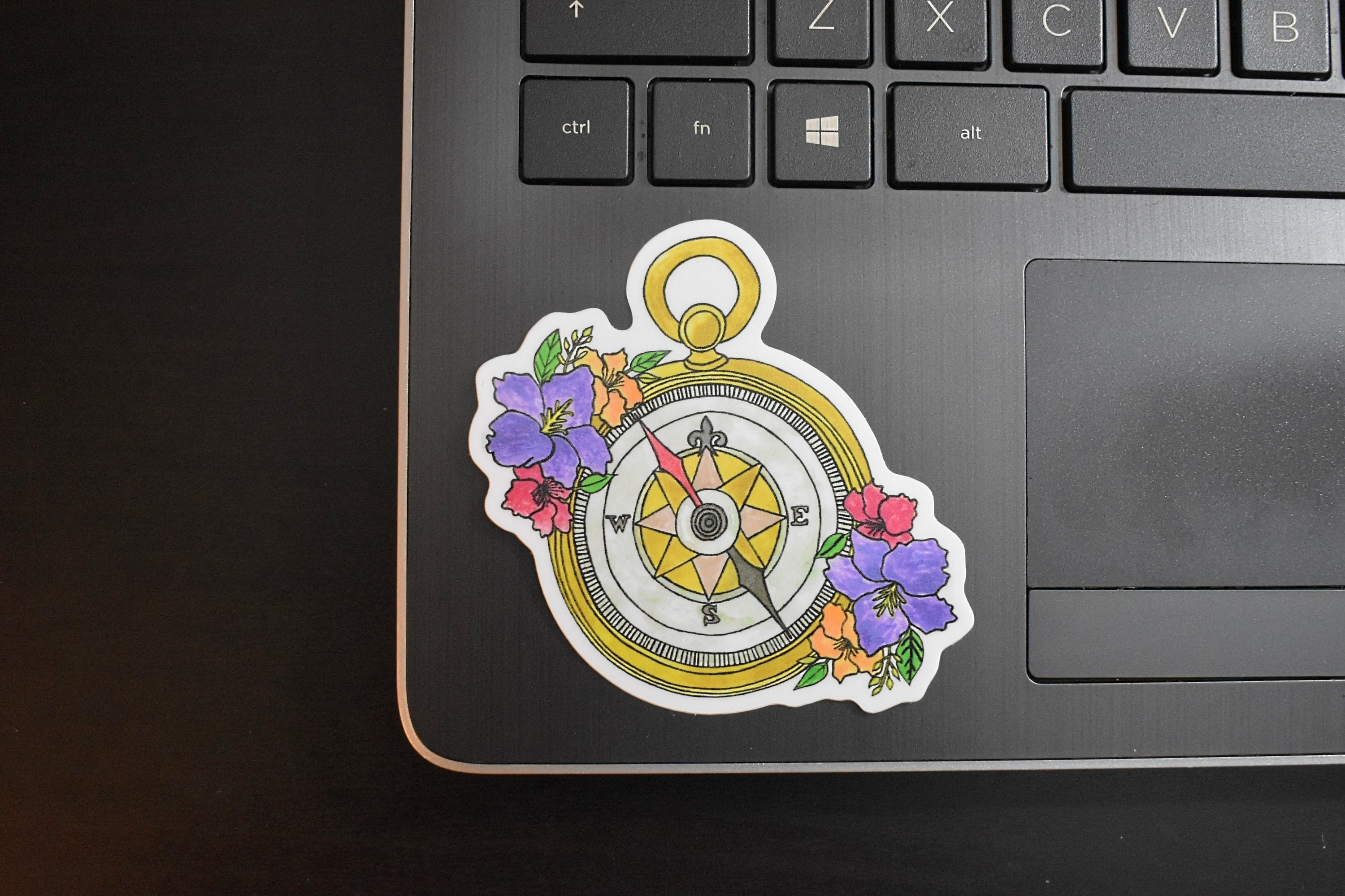 Watercolour Compass Sticker Vinyl Die Cut Stickers Plant - Etsy
