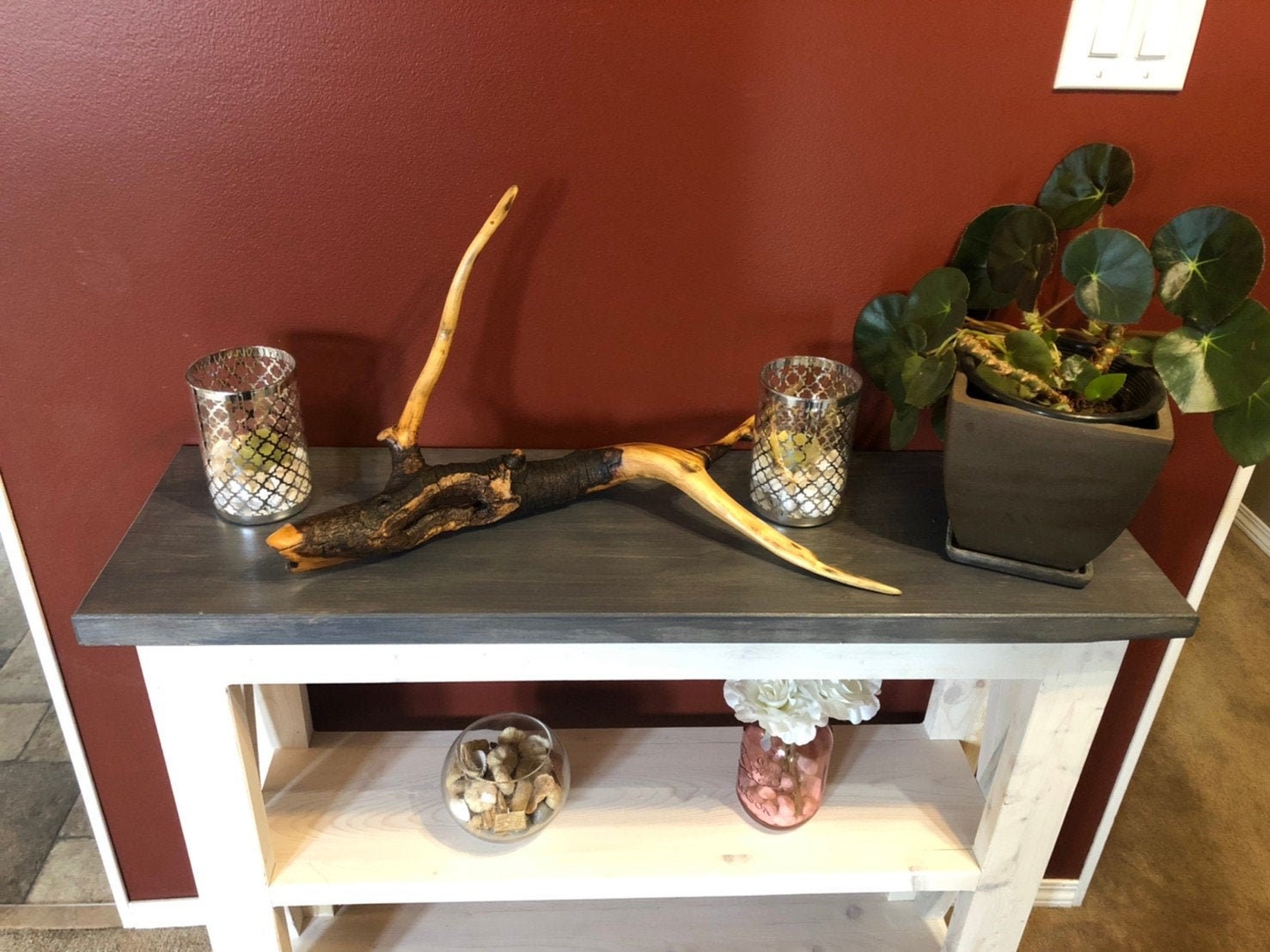 A Diamond Willow Plant Stand. A Natural Whale Shape Driftwood One Piece ...