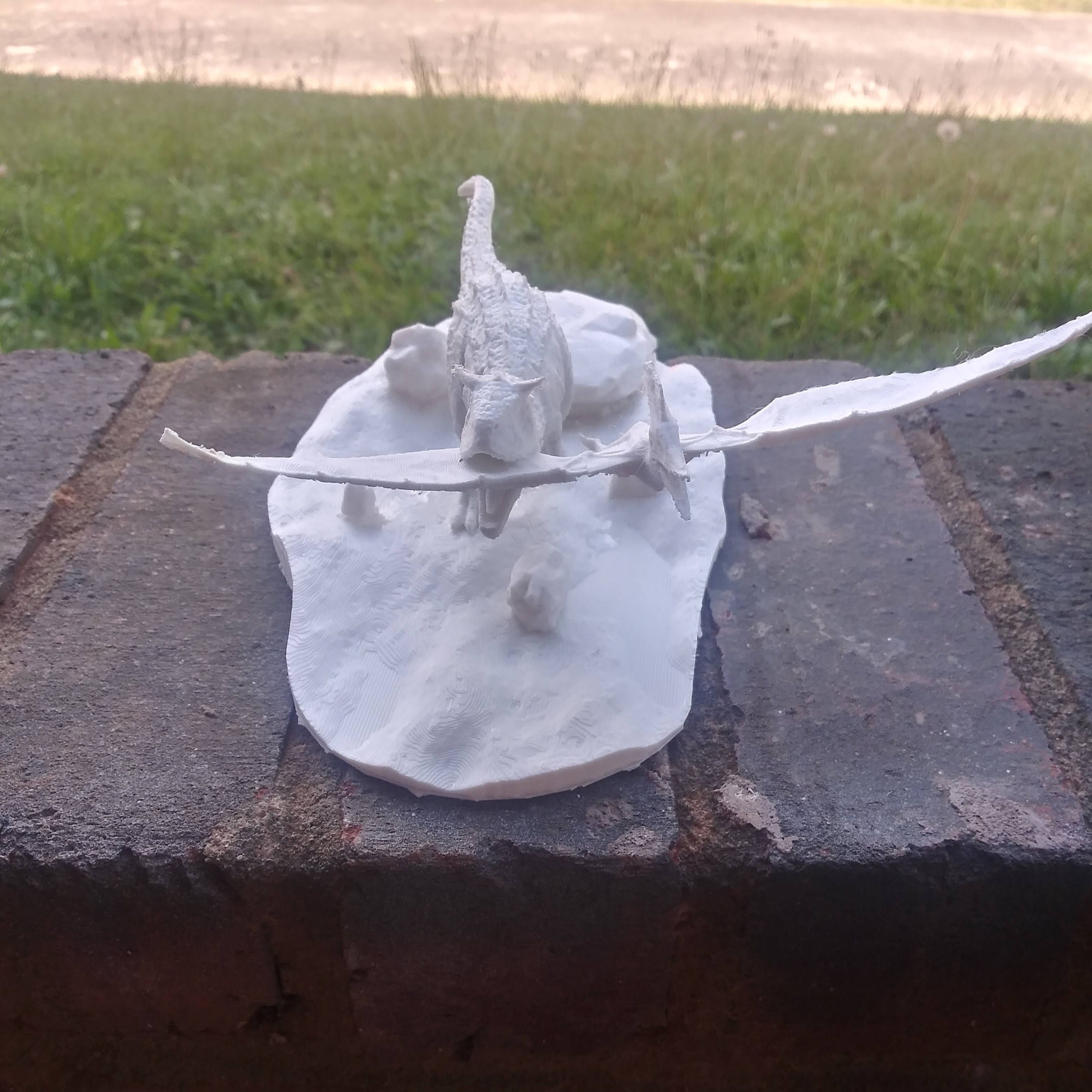 Unpainted Carnotaurus Eating Pteranodon Statue Dinosaur With - Etsy