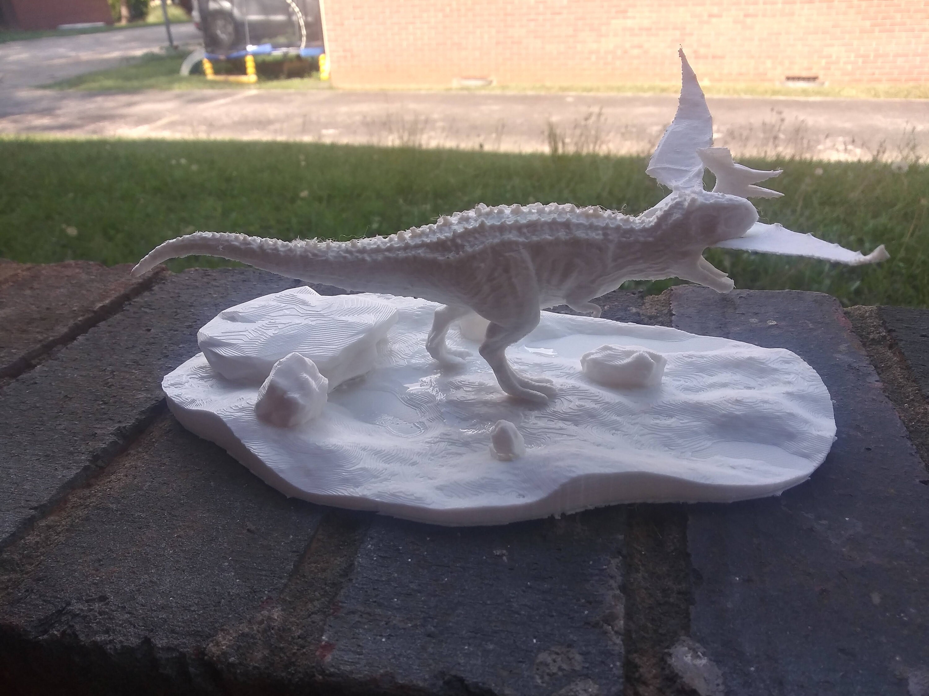 Unpainted Carnotaurus Eating Pteranodon Statue Dinosaur With - Etsy