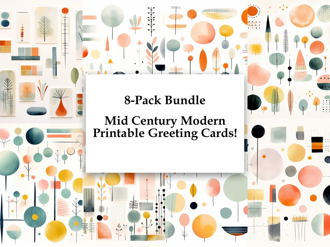 Printable Mid Century Modern Greeting Card - Etsy