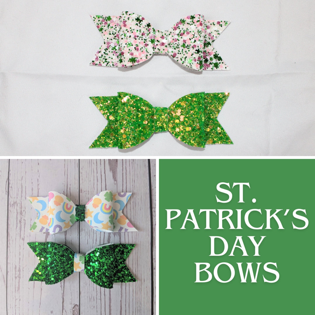 St. Patrick's Day Bows, Green Bow, Vegan Leather Bows, Bows for Pet ...