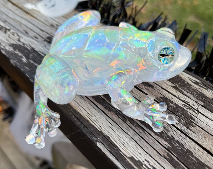 White Opal Resin Frog Decor Cottagecore Gift - Etsy