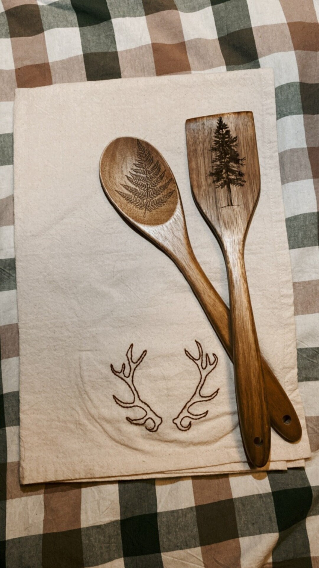 Custom Engraved Wood Utensil and Hand Stitched Towel Bundle - Etsy