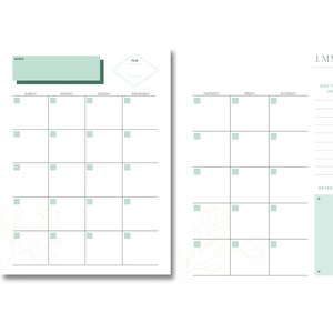 Blank Monthly Calendar Green digital Download - Etsy