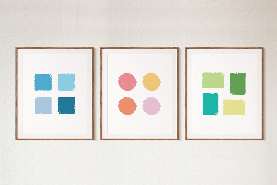 Abstract Art Print | Simple Geometric Shape Posters | Wall Print Set of ...