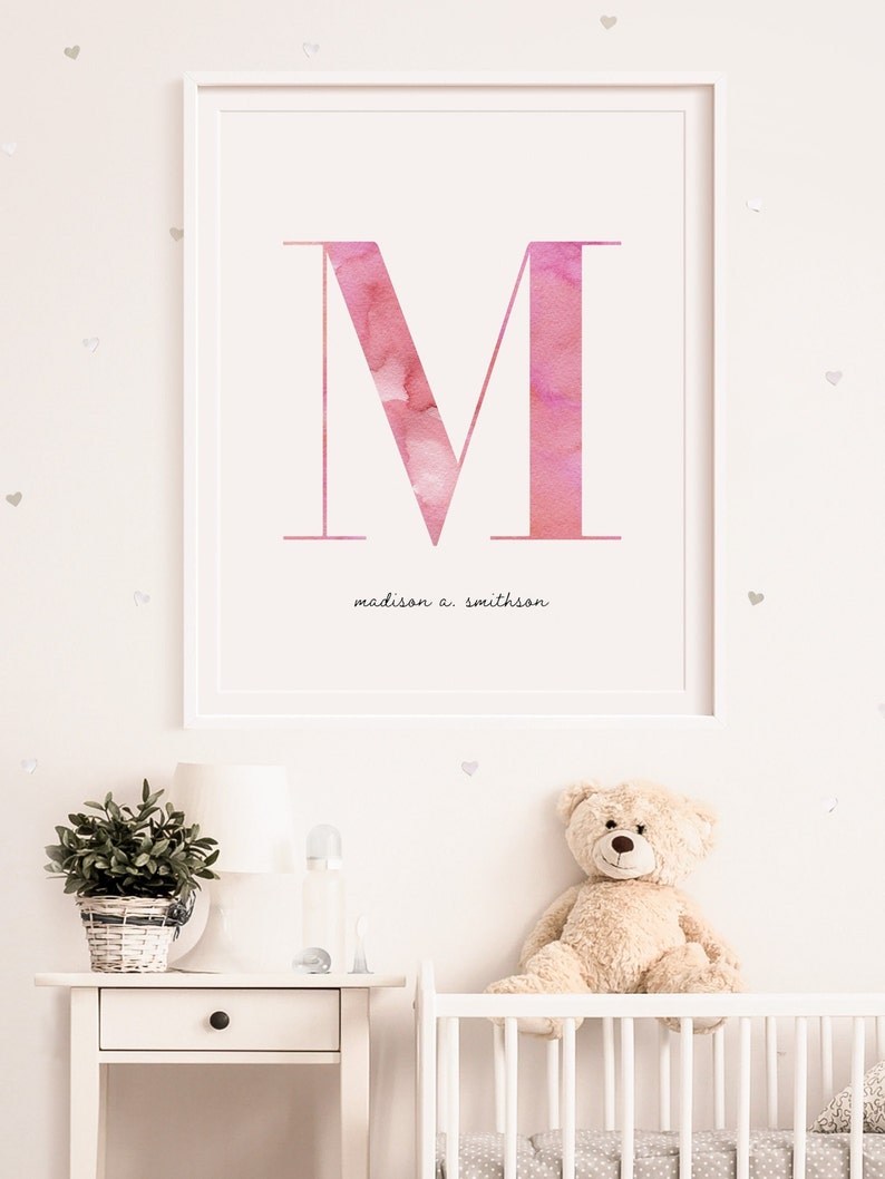 Personalized Nursery Print Watercolor Monogram Print - Etsy
