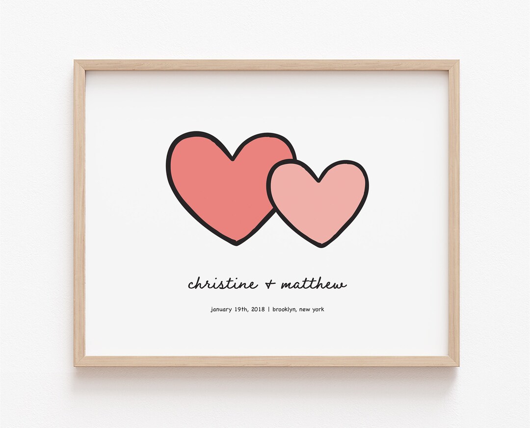 Personalized Name Print | Custom Couples Name Print | Heart Wall Print ...