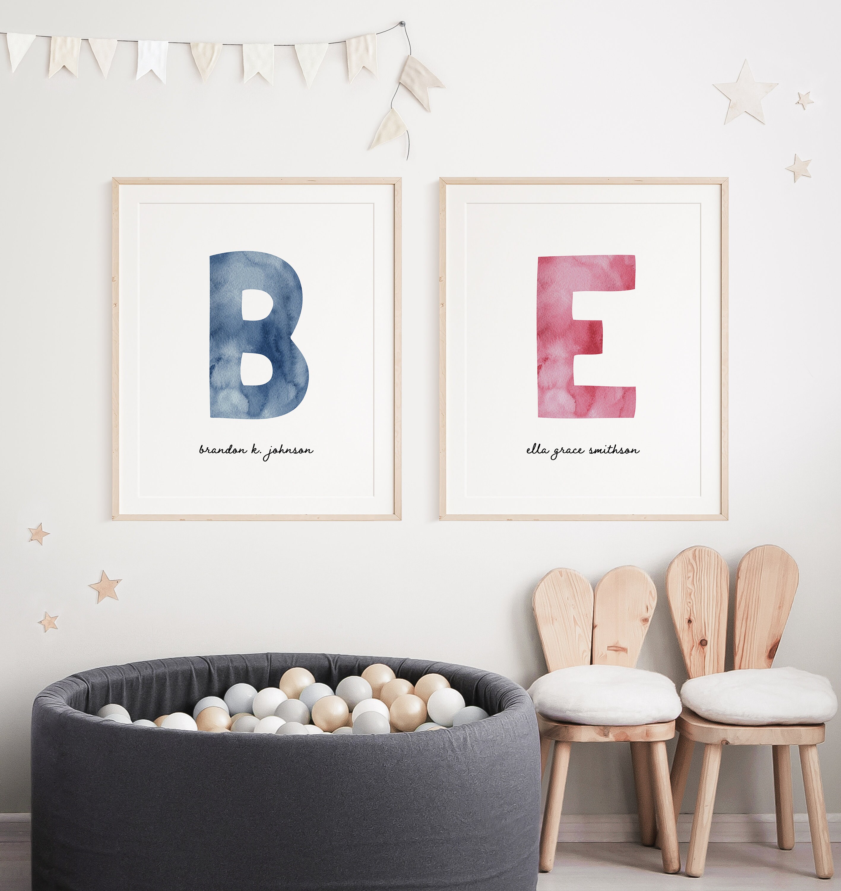 Personalized Nursery Print | Watercolor Monogram Print | Custom Name ...