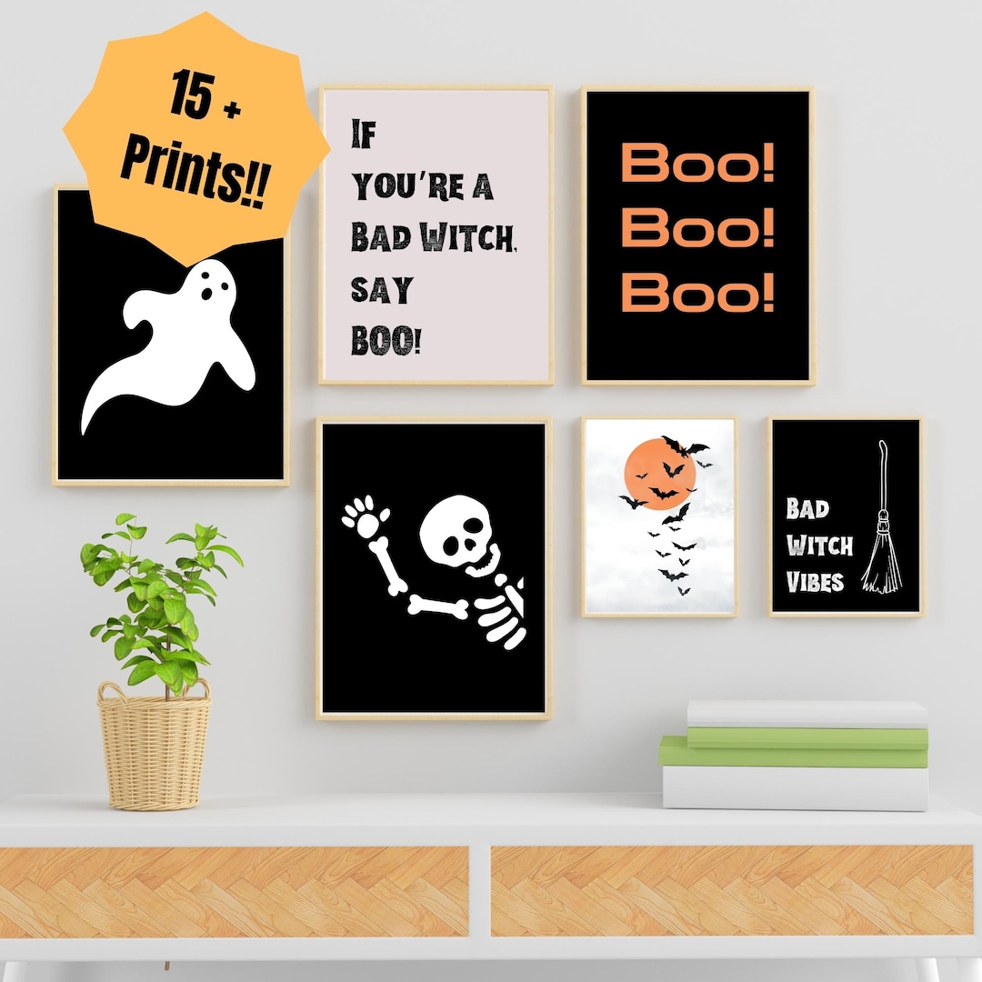 Halloween Art Print Set, Ghosts Art Print Set, Halloween Decor, Spooky ...