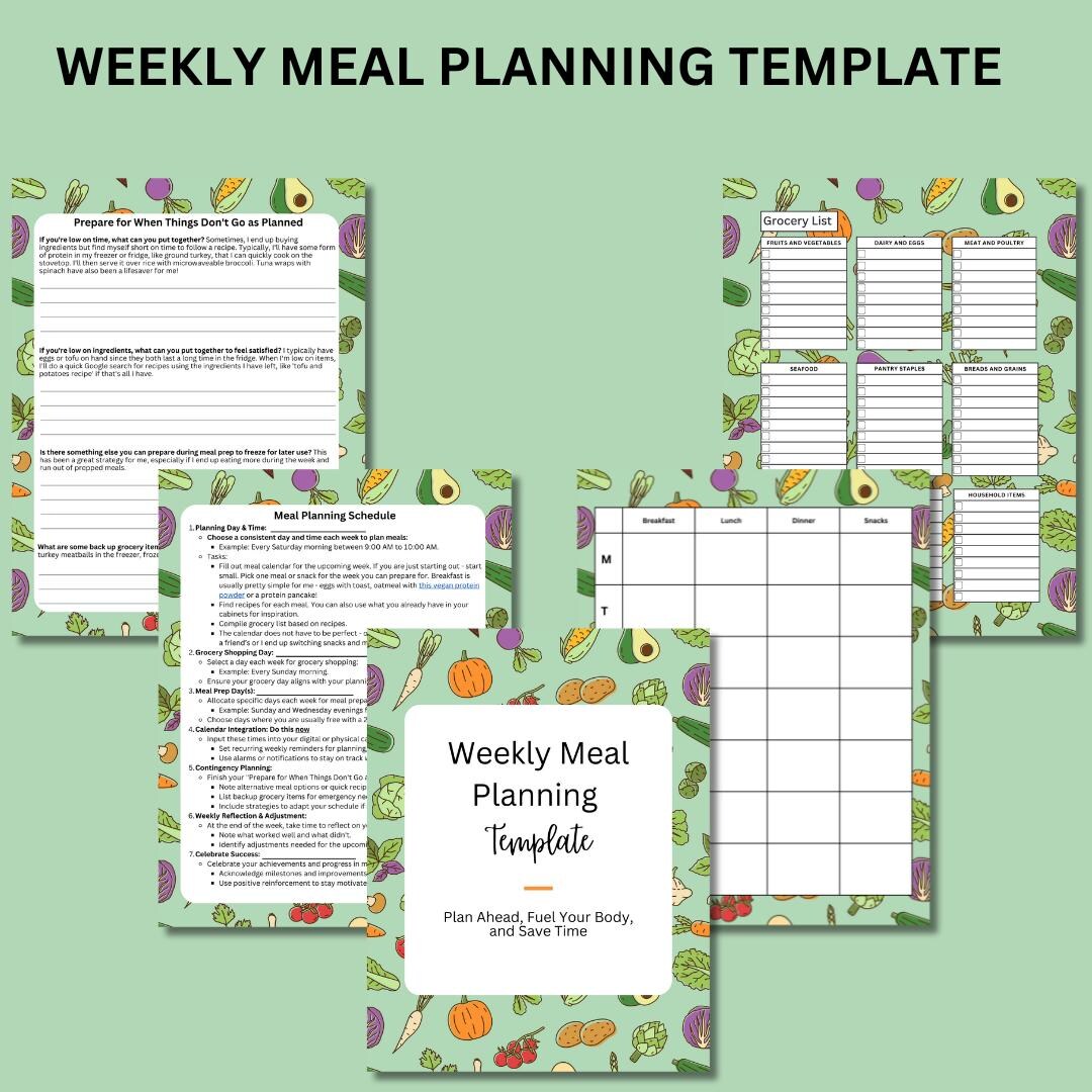 Printable Meal Planner With Recipe Cards and Nutrition Prompts - Etsy