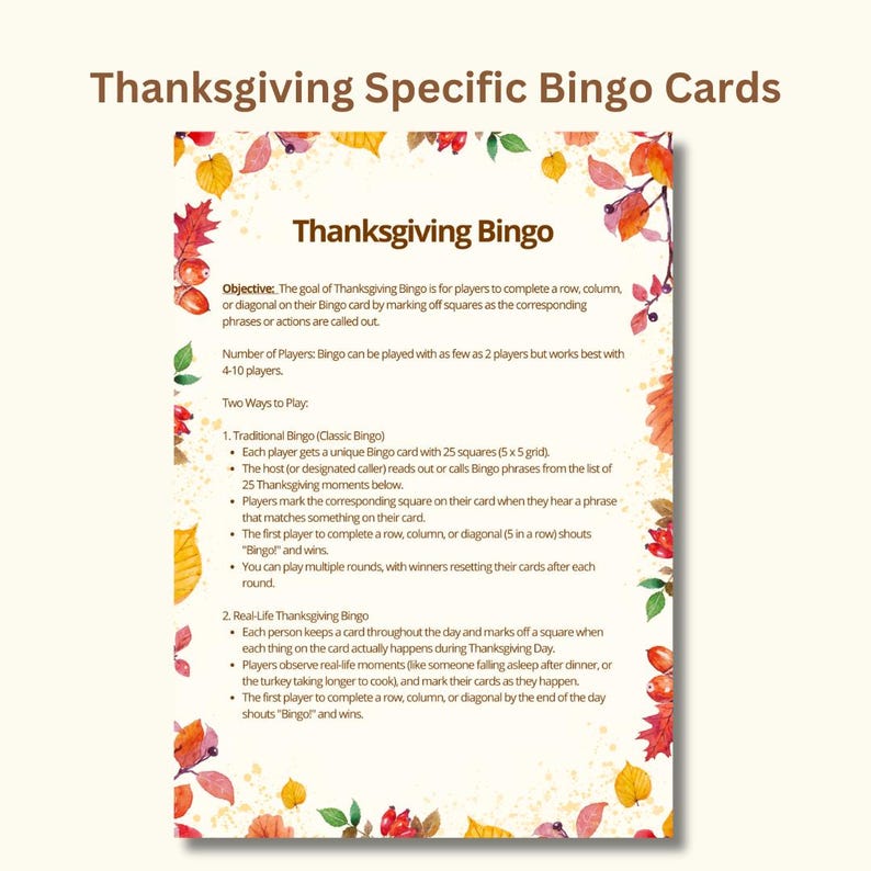 Thanksgiving Bingo Game – Printable Holiday Fun (digital Download) - Etsy