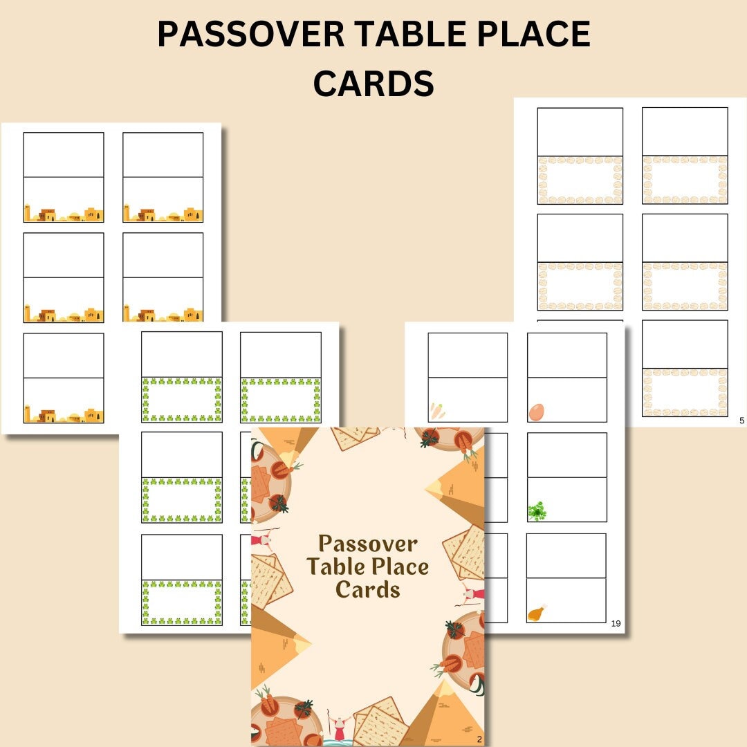 Passover (pesach) Table Place Cards Collection [canva Template and ...