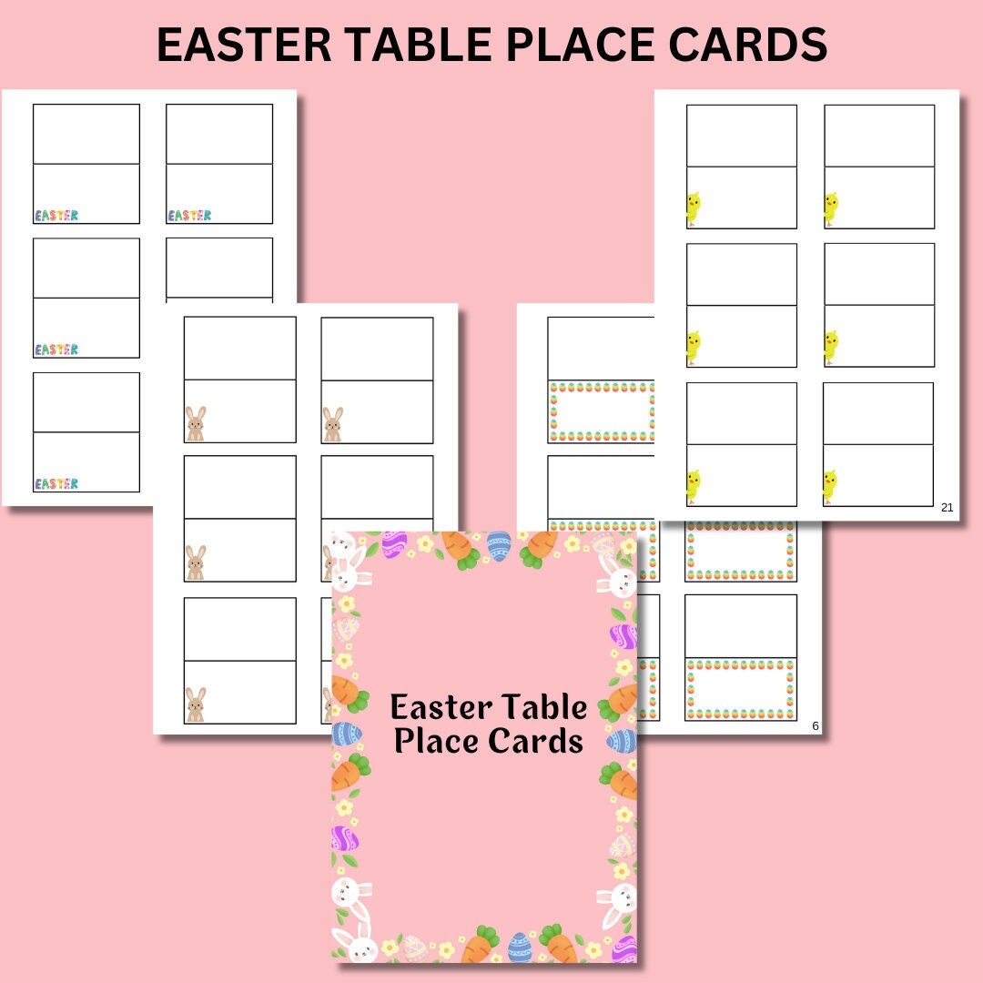 Easter Table Decoration, Spring Themed Name Cards, 22 Unique Designs - Etsy