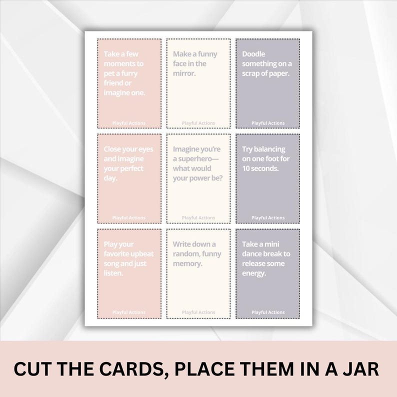 100 Printable Mood Boost Cards Self-care Jar Kit for Stress Relief ...