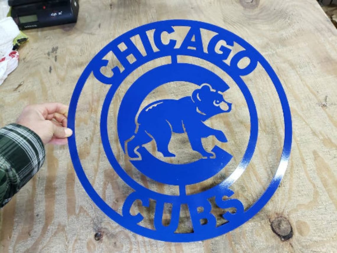 Chicago Cubs Metal Sign Etsy