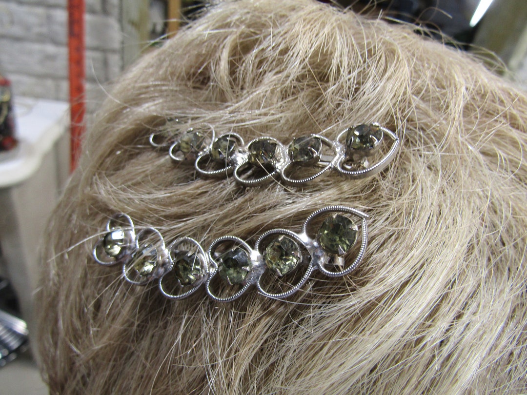 Vintage Rhinestone Bobby Pins/ Barrett - Etsy