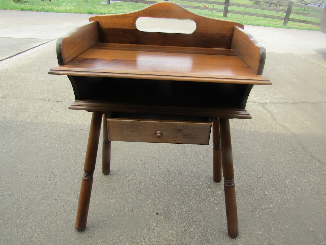Vintage Small Wood Telephone Table With Drawer - Etsy