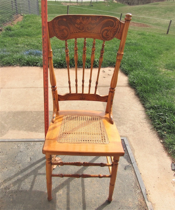 Vintage Antique Chair Cain Seat Oak Chair Pressback Chair - Etsy
