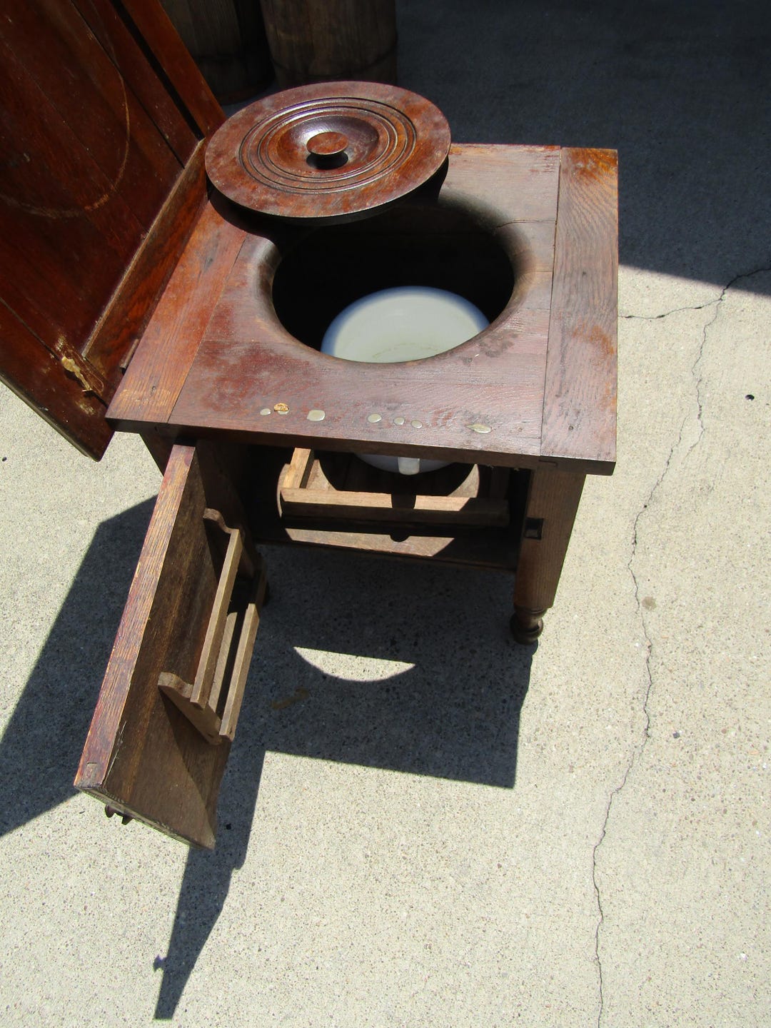 Antique Potty/ Inside Wood Toilet/primitive Oak Commode Bench With ...