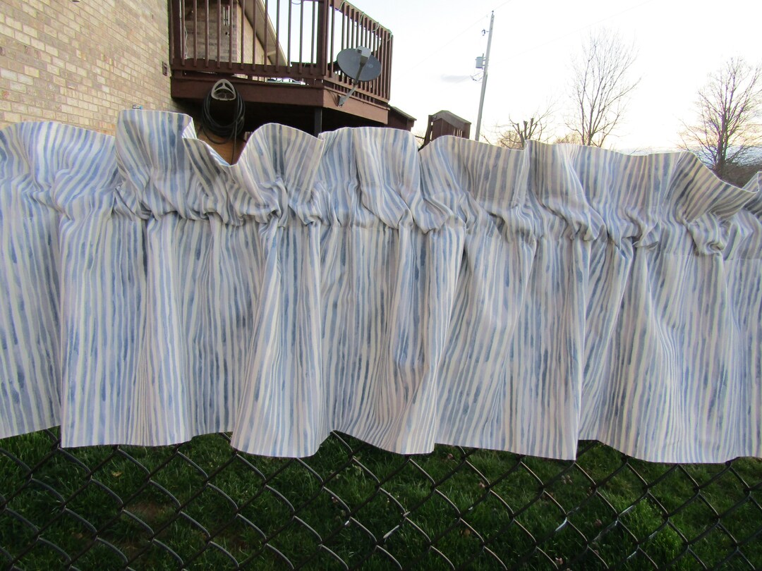 Vintage Rod Pocket Blue Valance - Etsy