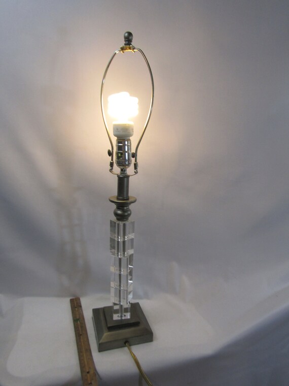 Vintage Table Clear Cube Lamp - Etsy