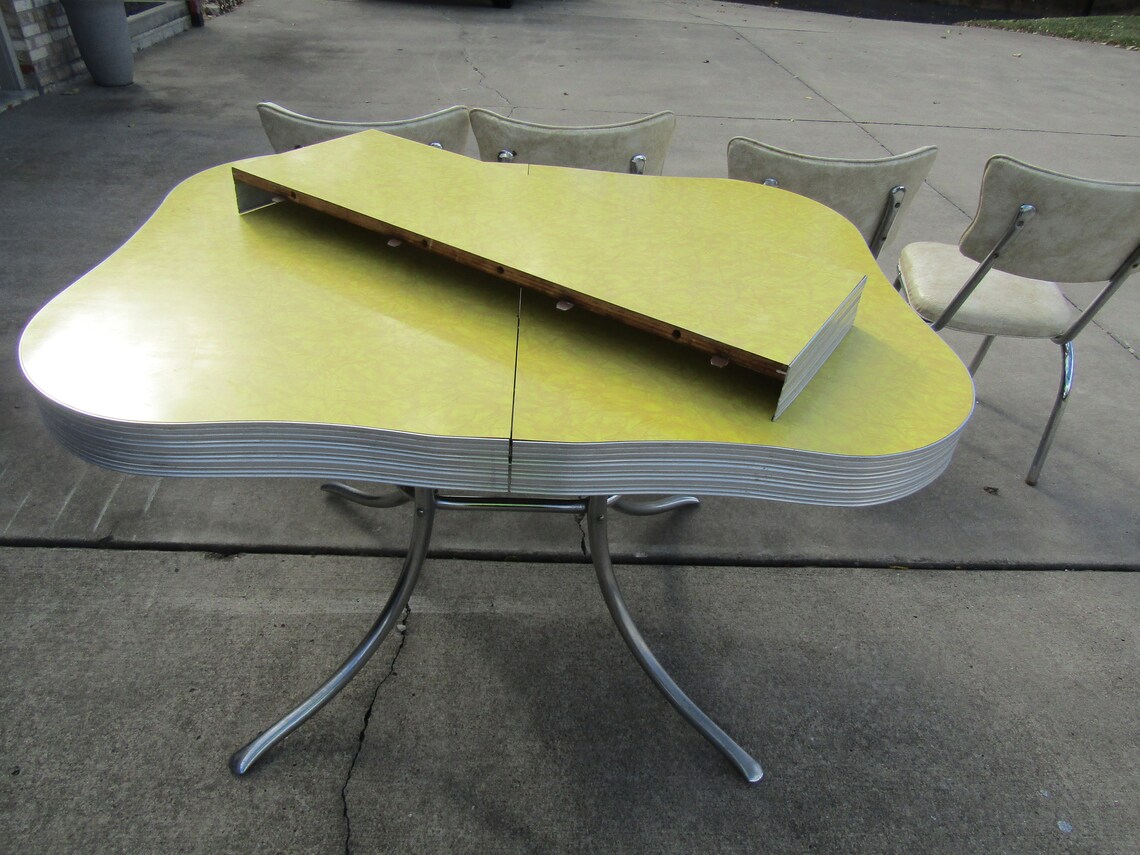 Vintage Chrome and Yellow Formica Kitchen Table and 4 Chairs - Etsy