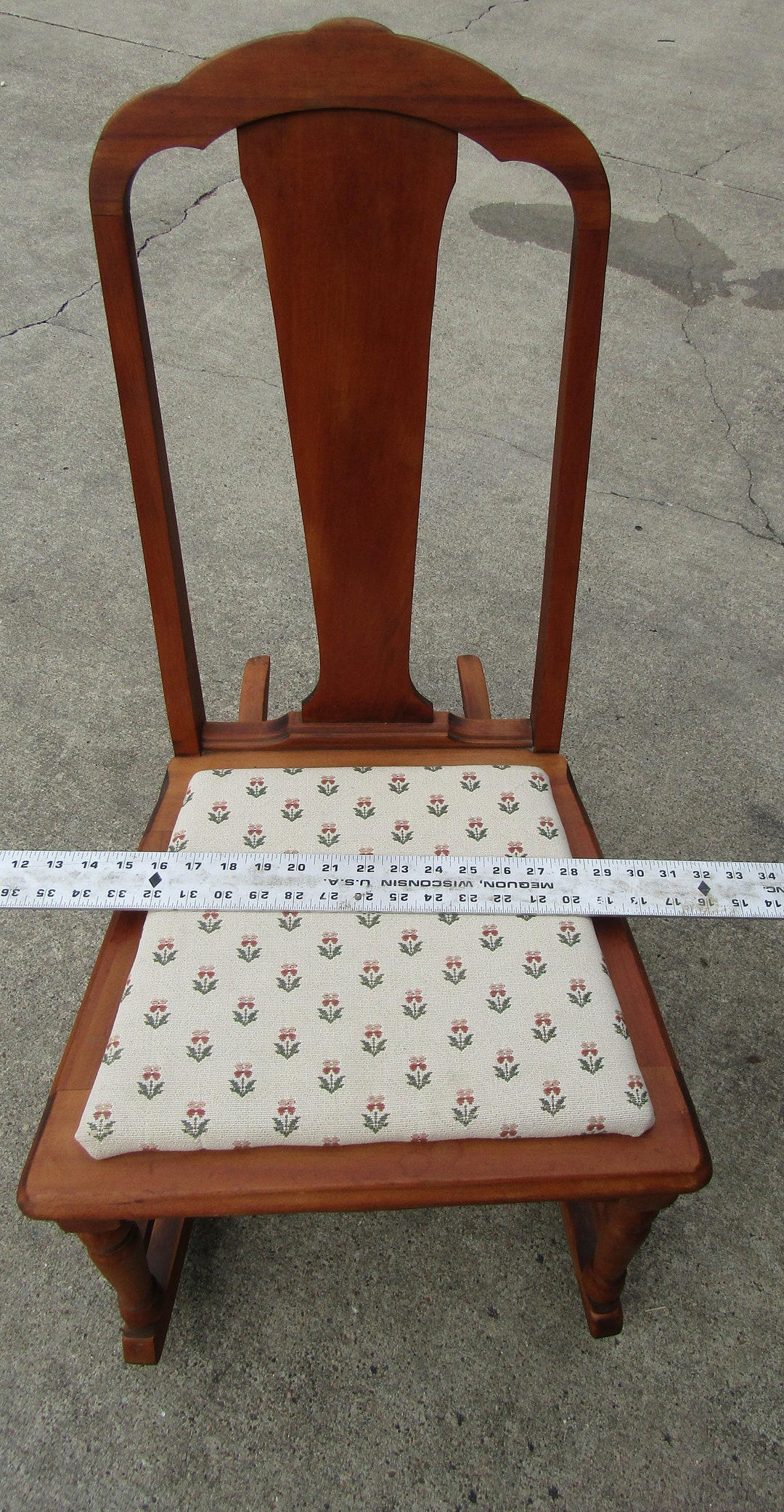 Vintage Sewing Fabric Seat Rocking Chair Wood T Back Chair - Etsy