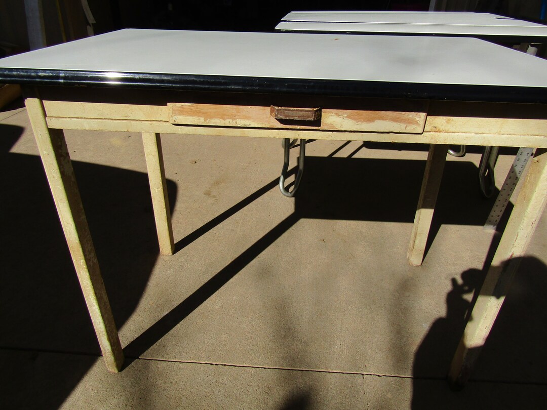 Vintage Enamel Table With Drawer /chic Table - Etsy