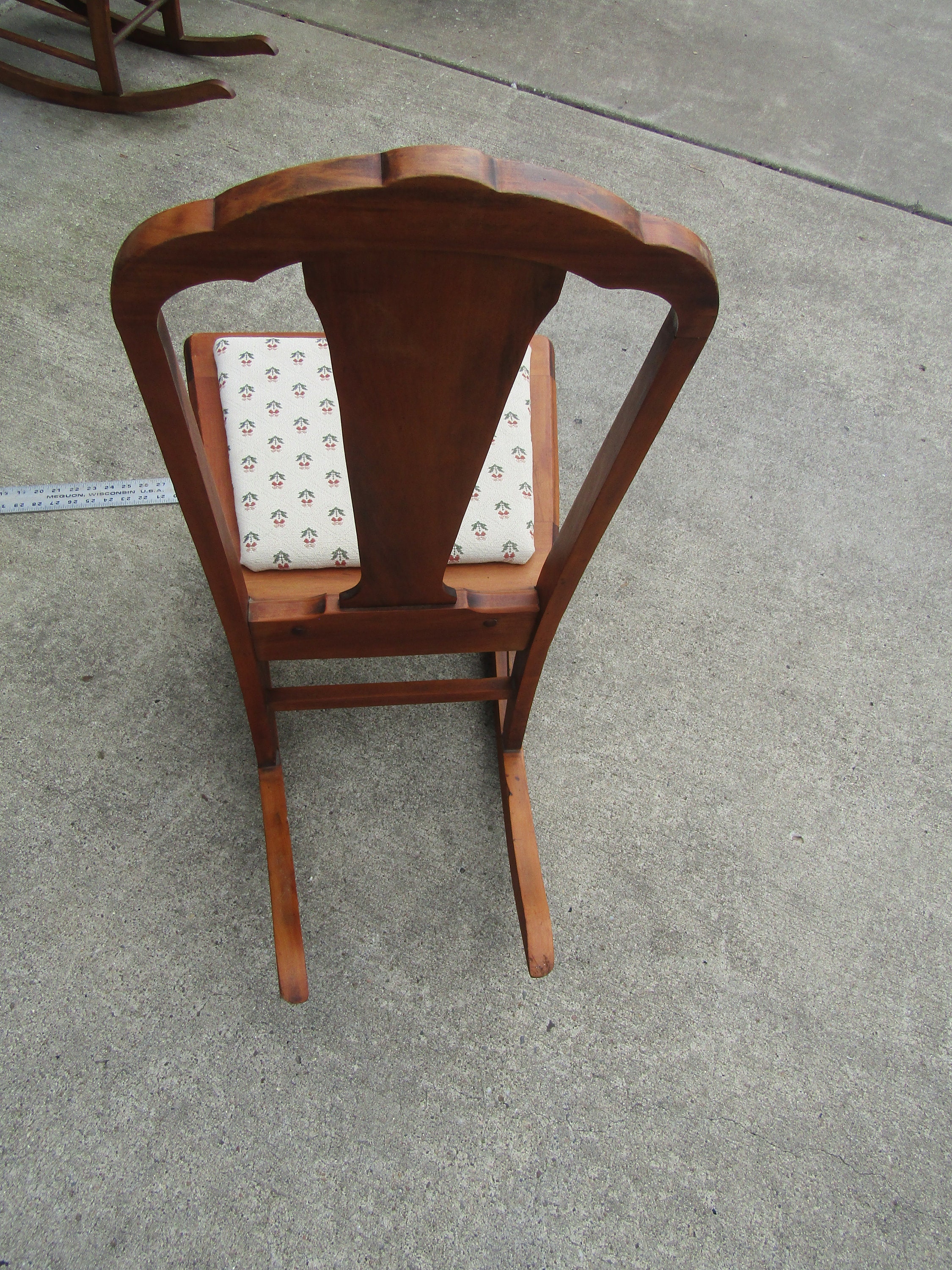 Vintage Sewing Fabric Seat Rocking Chair Wood T Back Chair - Etsy