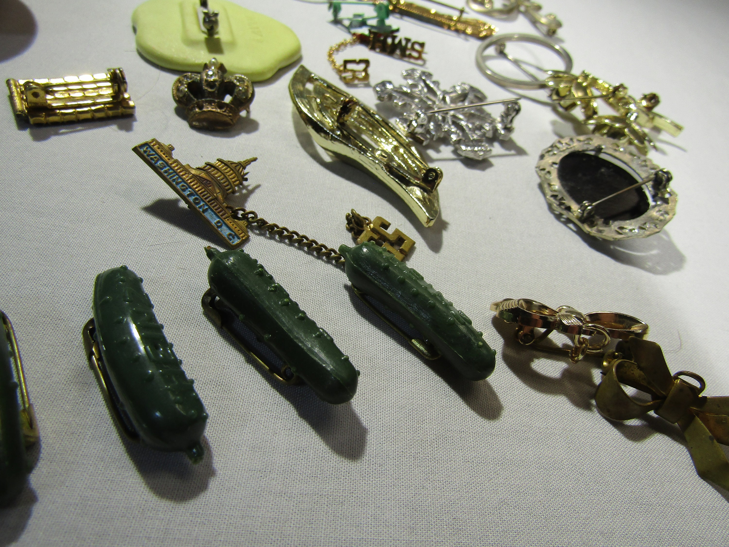Vintage Brooches , Avon, Pickles, Flags, Rhinestone Brooches, Sterling ...