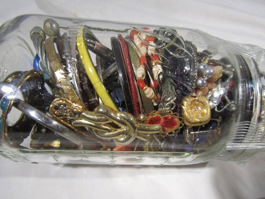Vintage Bulk Jewelry/ Junk Jars/ Earrings/ Necklace/brooches - Etsy
