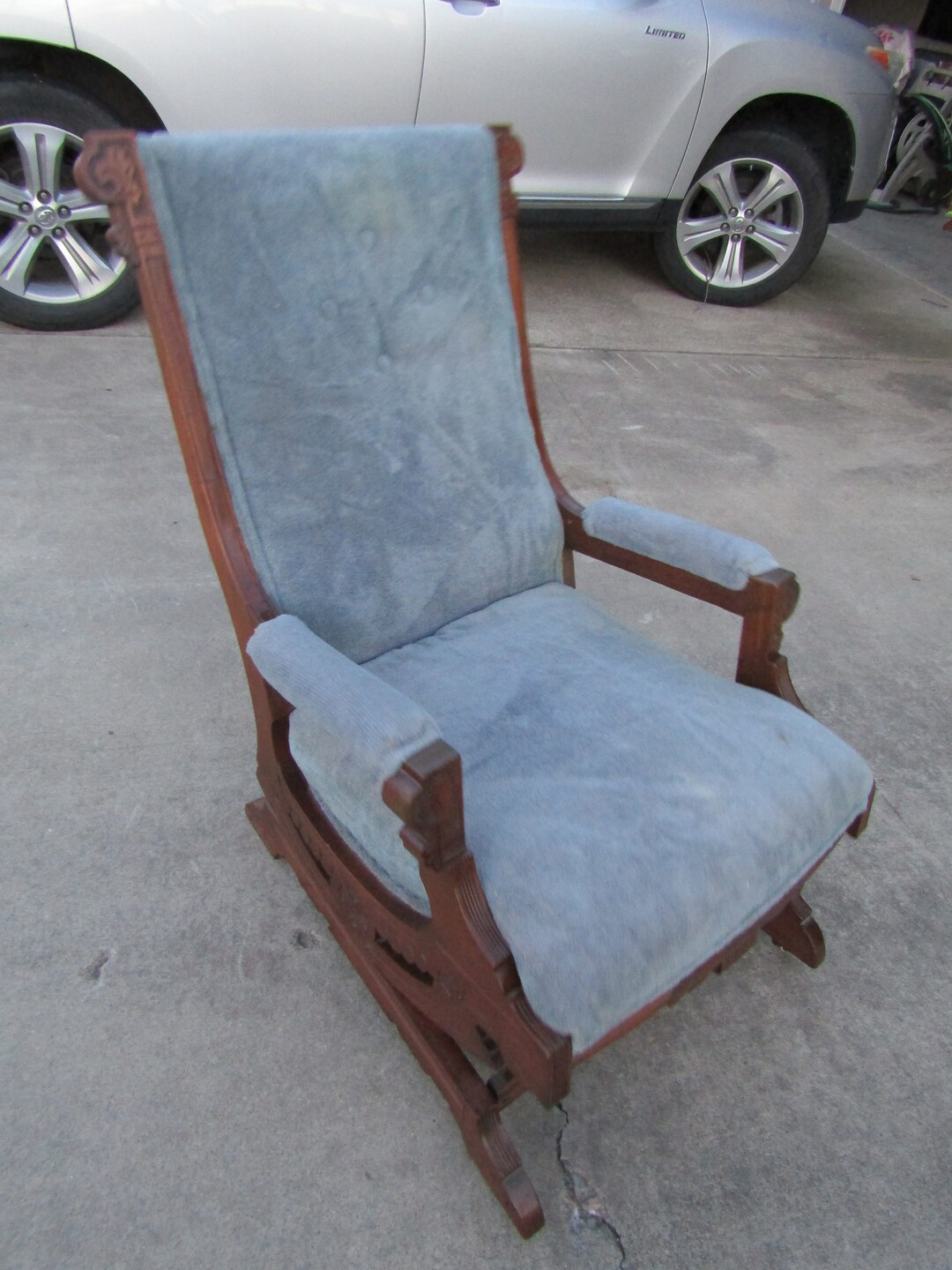 Antique Eastlake Victorian Carved Walnut Platform Rocker Rocking Chair ...