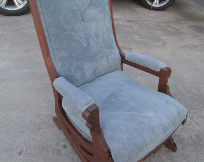 Antique Eastlake Victorian Carved Walnut Platform Rocker Rocking Chair ...