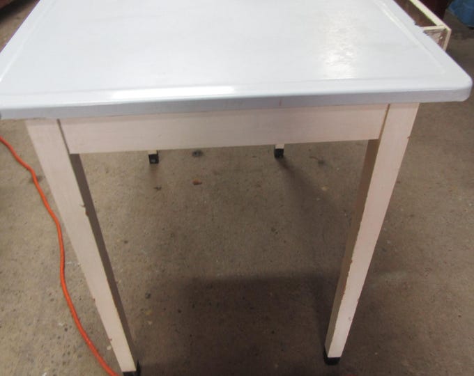 Vintage Enamel Table With Drawer /chic Table - Etsy