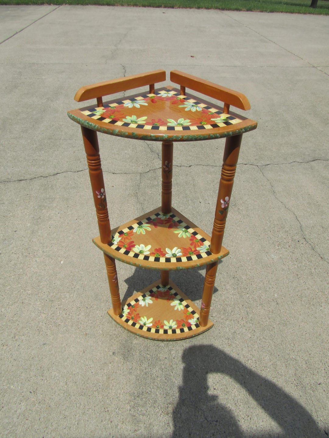 Vintage Corner Wood Stand Hand Painted/3 Shelfs Stand - Etsy