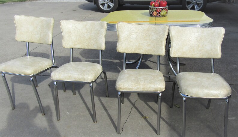 Vintage Chrome and Yellow Formica Kitchen Table and 4 Chairs - Etsy