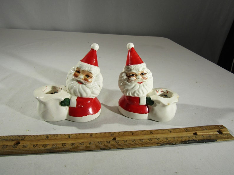 Vintage Santa Candle Holders - Etsy