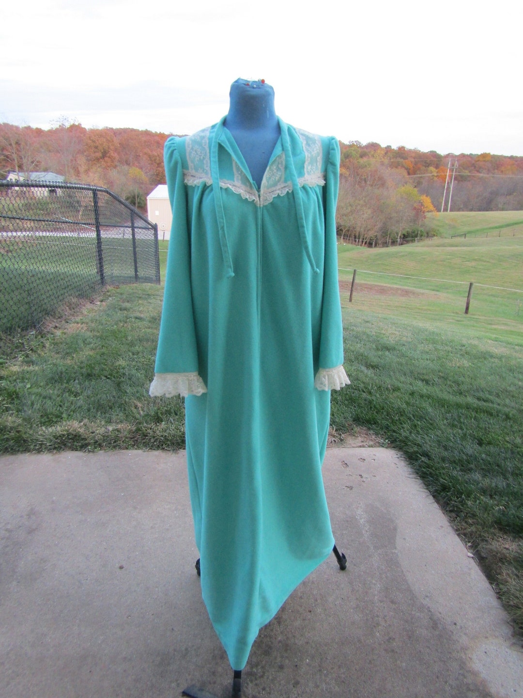 Vintage Long Teal Robe/ Dixie Belle Robe/36 - Etsy