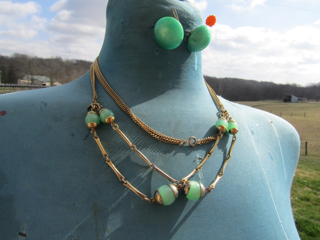 Vintage Emmons Chain Necklace and W Germany Clip Earrrings - Etsy