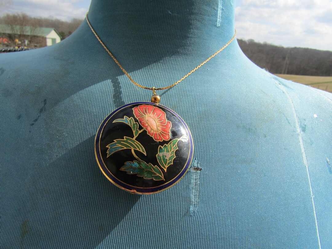 Vintage Cloisonne Enamel Necklace - Etsy
