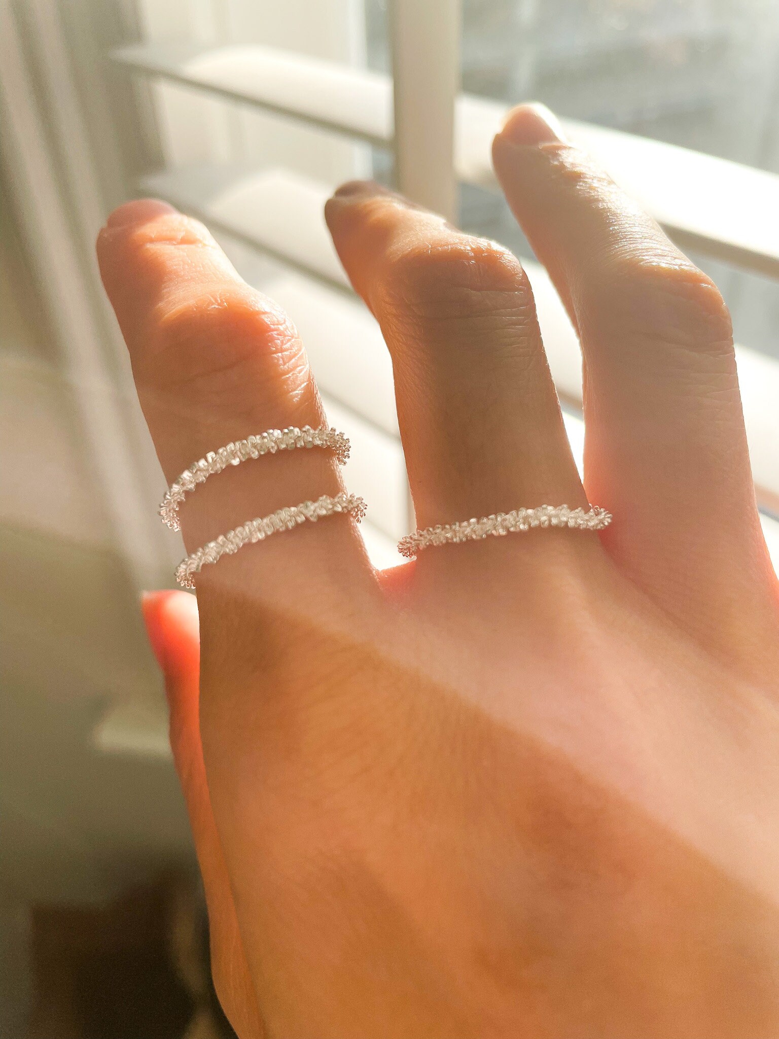 Simple Sparkling Stacking Band Ring, Delicate Minimalist Flexible Plain ...